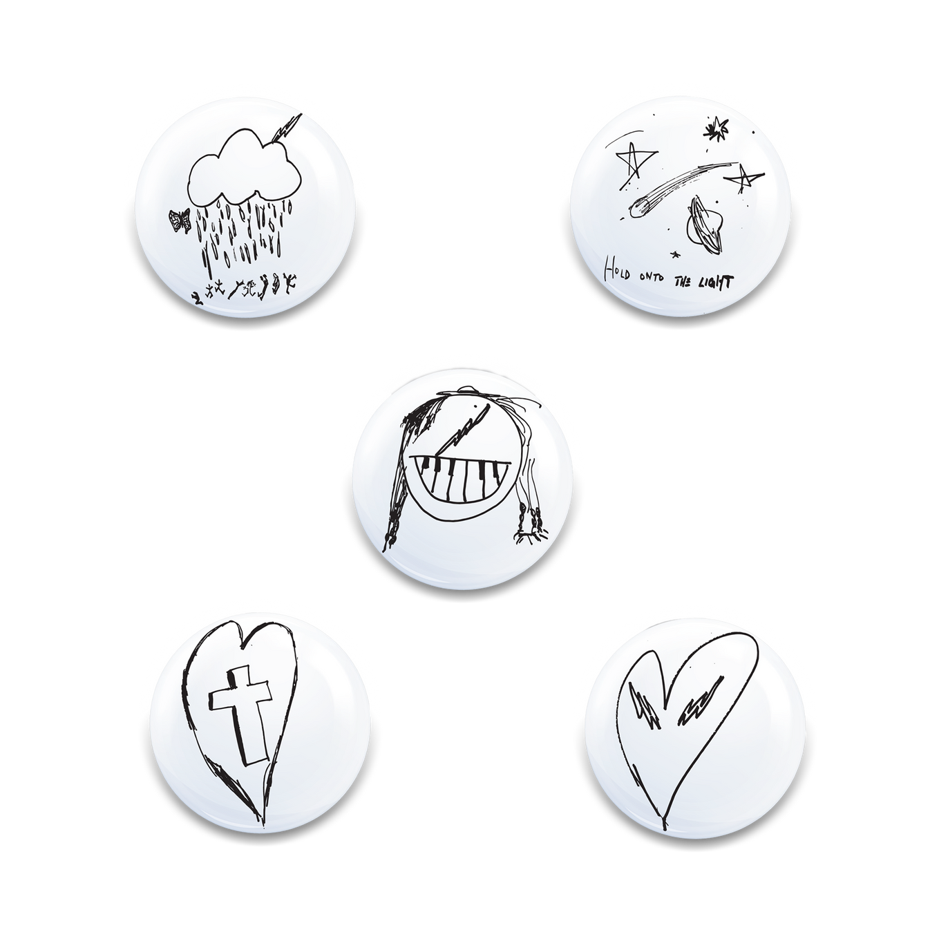 Hand Drawn Buttons set of 5 – Jon Batiste